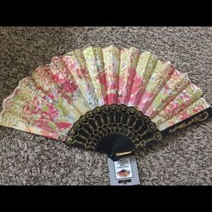 Accessories | Deluxe Gold Glitter Foldable Fan Rosy Peach | Poshmark